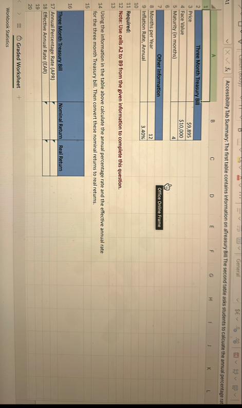 GeneralAccessibility Tab Summary: The first table | Chegg.com