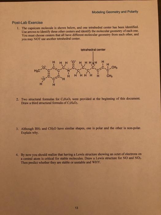 Solved Modeling Geometry and Polarity Table B.4 - Molecules | Chegg.com