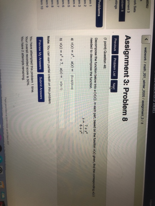 Solved DUULIATION OF AMERICA MENU | Chegg.com