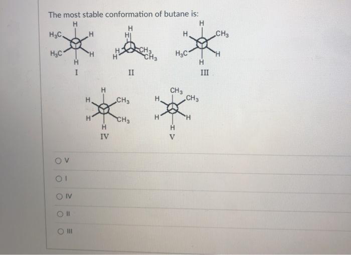 Solved The most stable conformation of butane is: H H H HC. | Chegg.com