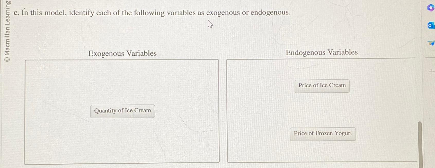 Solved c. ﻿In this model, identify each of the following | Chegg.com