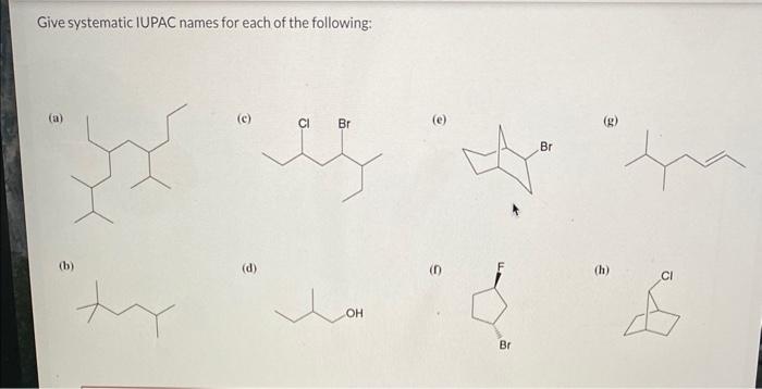 Solved Give systematic IUPAC names for each of the | Chegg.com