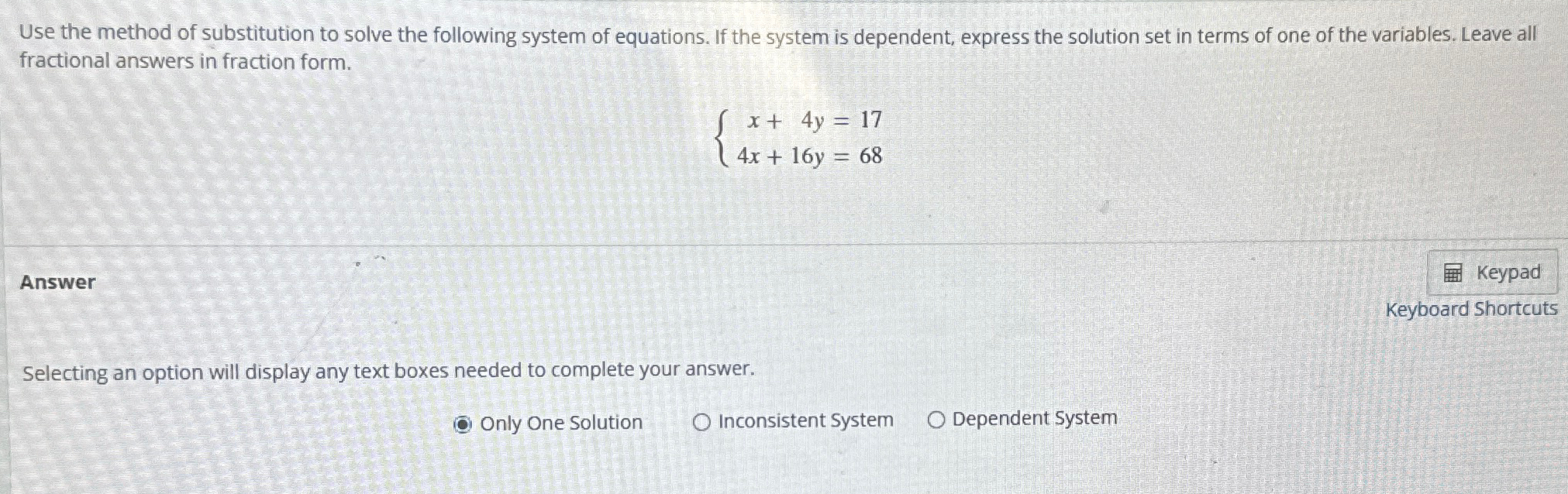 Solved Use the method of substitution to solve the following | Chegg.com
