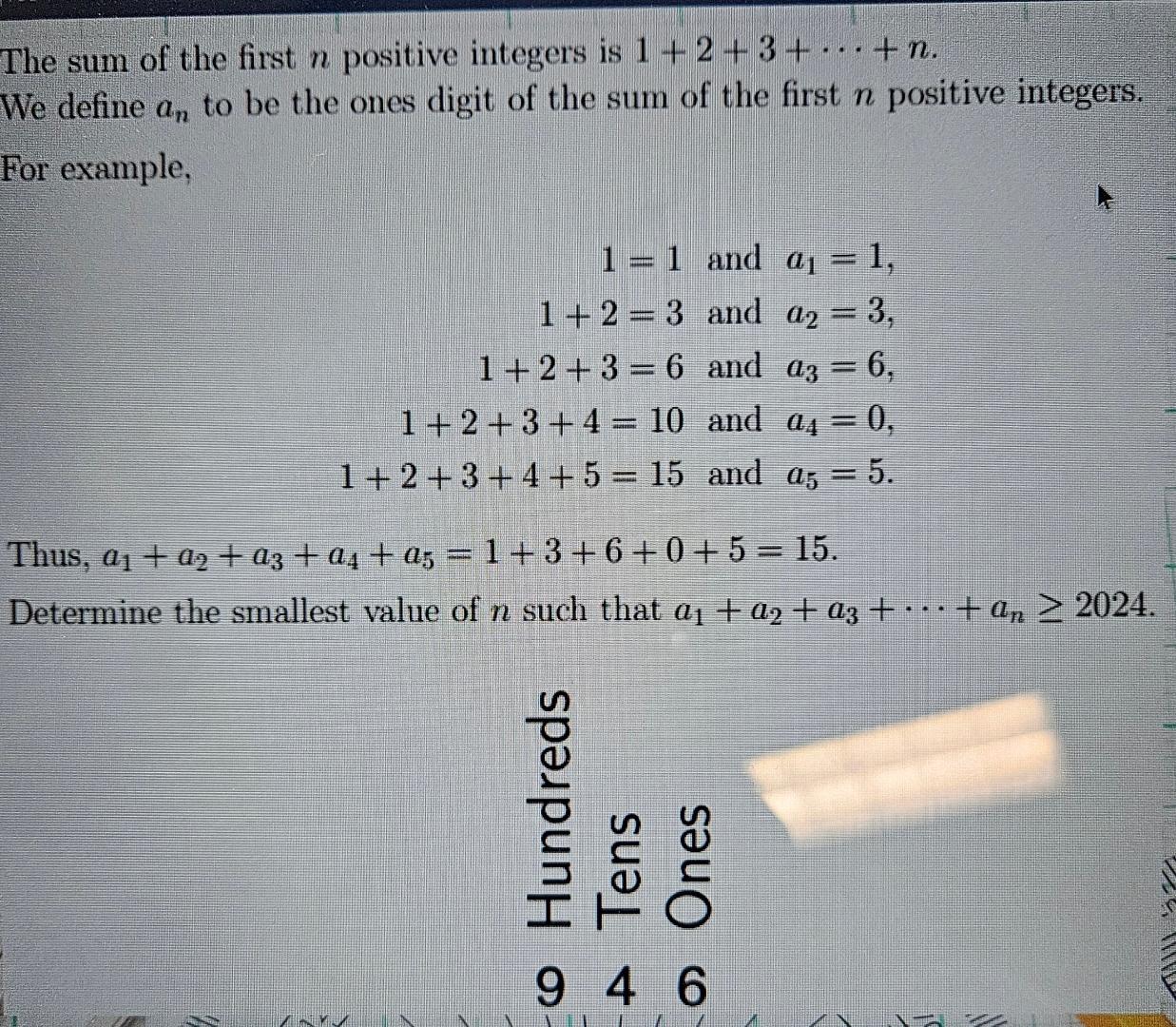 Solved The sum of the first n ﻿positive integers is | Chegg.com