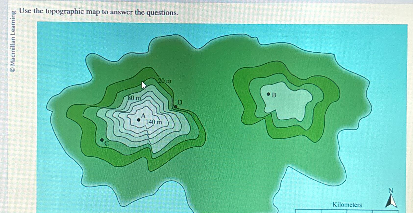Solved Use the Use the topographic map to answer the | Chegg.com