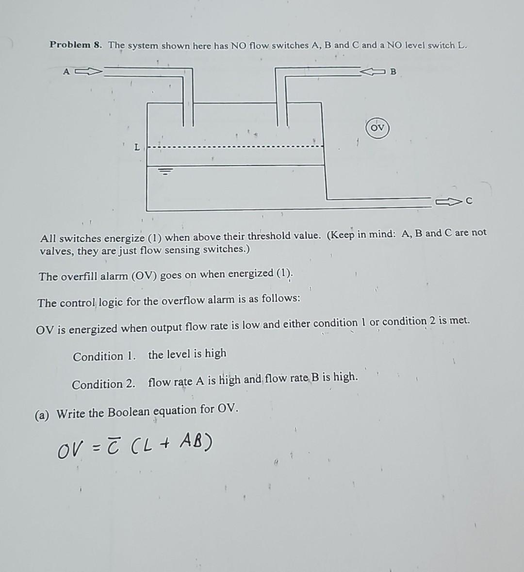 Solved Problem 8. The system shown here has NO flow switches | Chegg.com