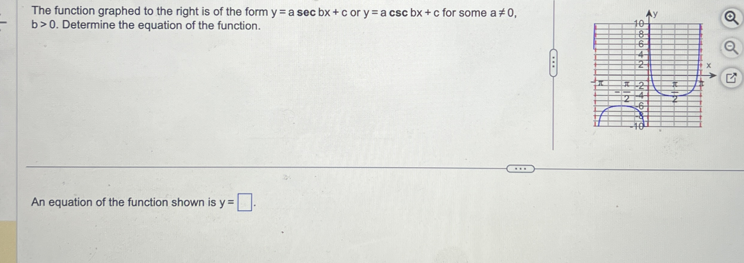 Solved by an EXPERT The function graphed to the right is of the form | Chegg.com