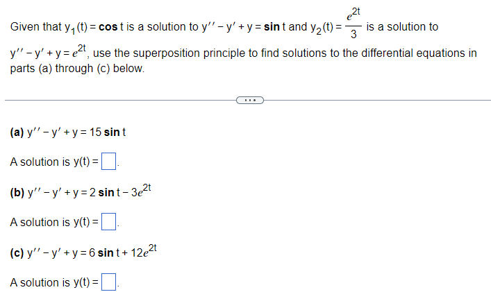 Given that y1(t)=cost ﻿is a solution to y''-y'+y=sint | Chegg.com