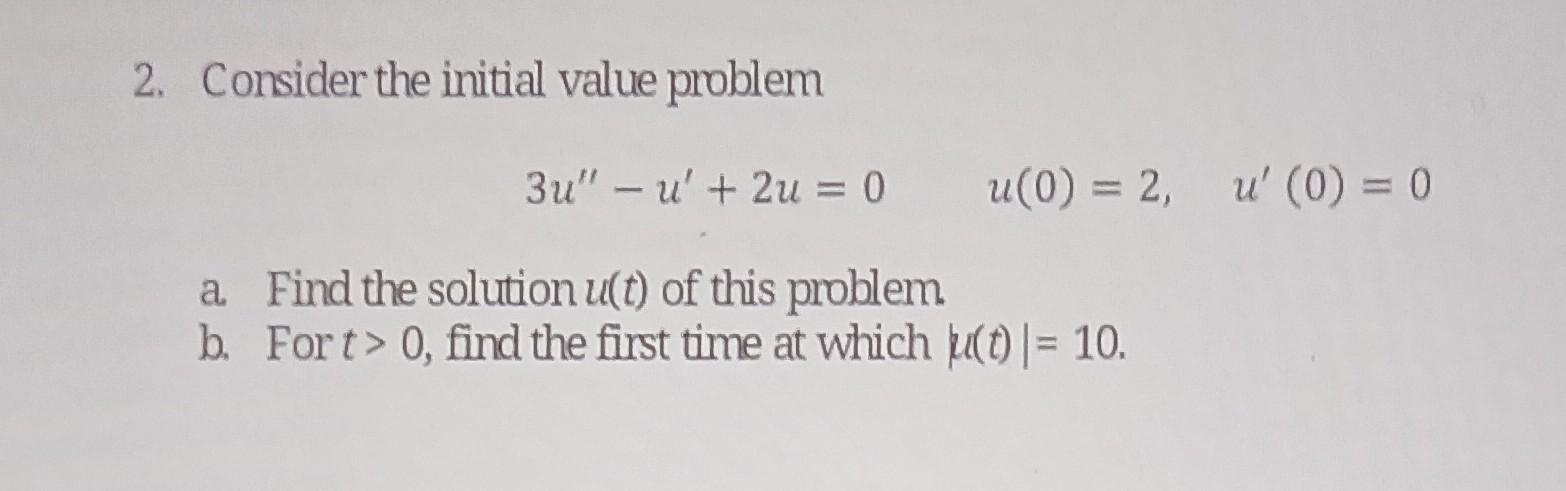 Solved 2. Consider the initial value problem | Chegg.com