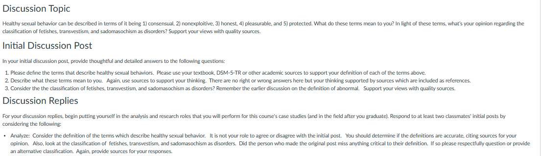 Solved Discussion Topicclassification of fetishes, | Chegg.com