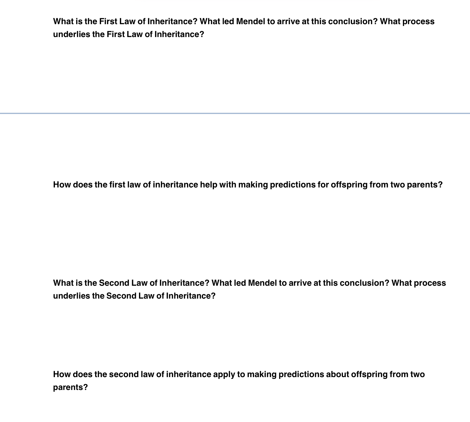 Solved What is the First Law of Inheritance? What led Mendel | Chegg.com