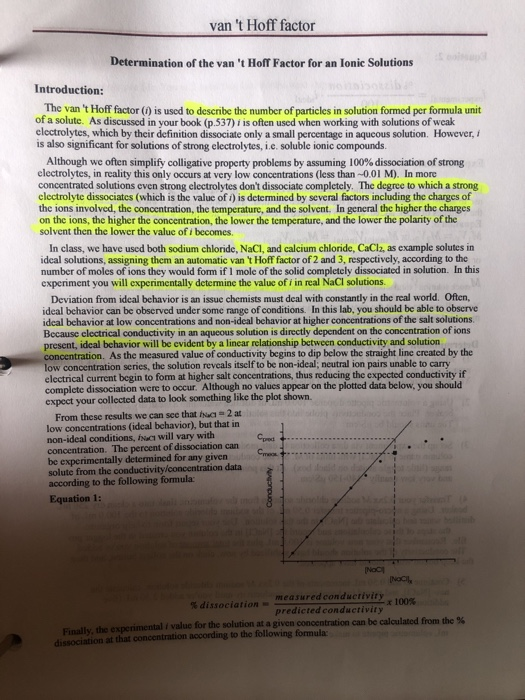 1) The ideal van 't Hoff factors for aqueous | Chegg.com