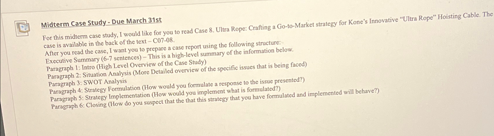 Solved Midterm Case Study ï Due March 31stfor This Midterm Chegg