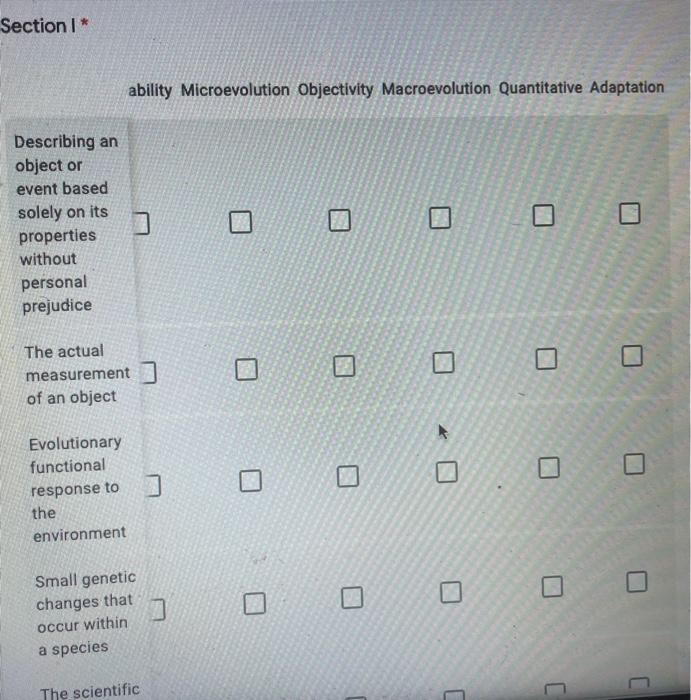 Solved Acclimation Probability Microevolution Objectivity | Chegg.com