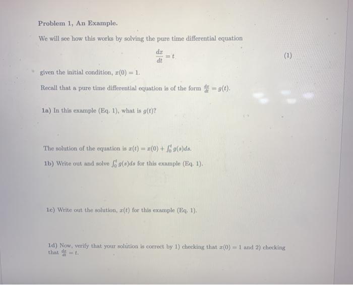 Solved Problem 1, An Example. We will see how this works by | Chegg.com