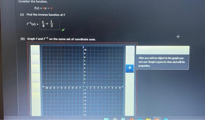 Solved Consider the function. f(x)=6x−3 (a) Find the inverse | Chegg.com