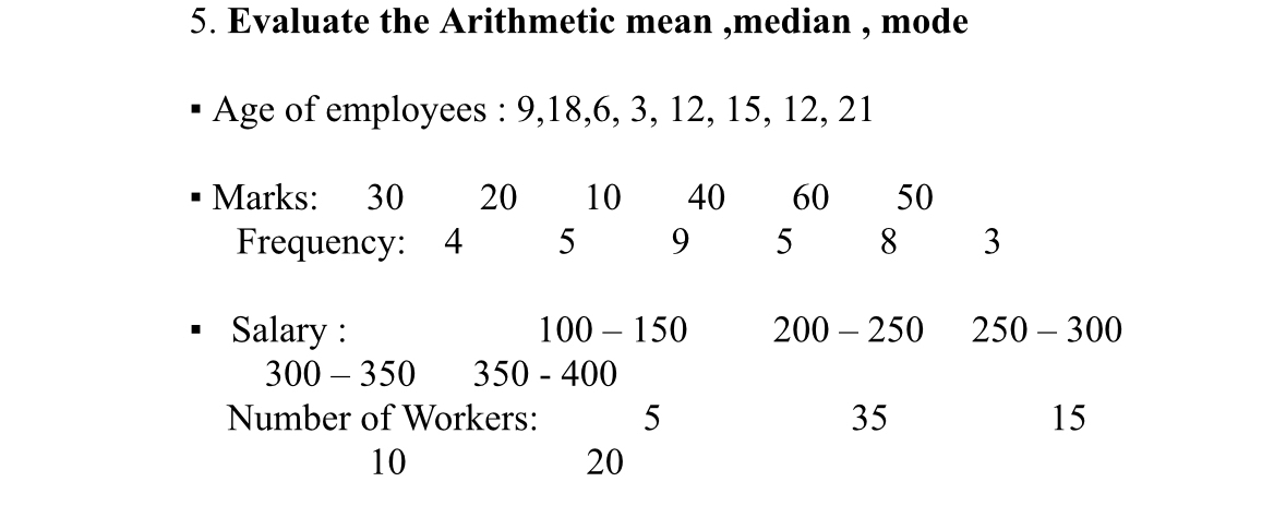 Evaluate the Arithmetic mean, median, modeAge of | Chegg.com