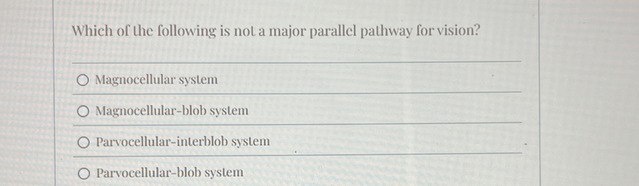 Solved Which of the following is not a major parallel | Chegg.com