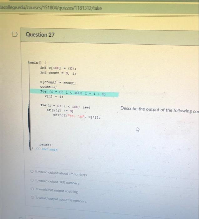 Solved pause; It would output about 19 numbers. It would | Chegg.com
