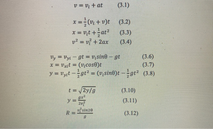 Solved v=V + at (3.1)