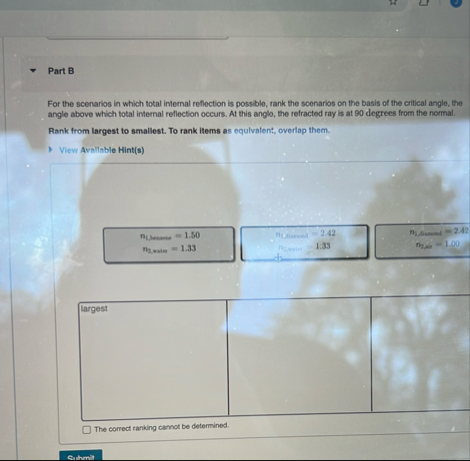 Solved Part BFor the scenarios in which total internal | Chegg.com