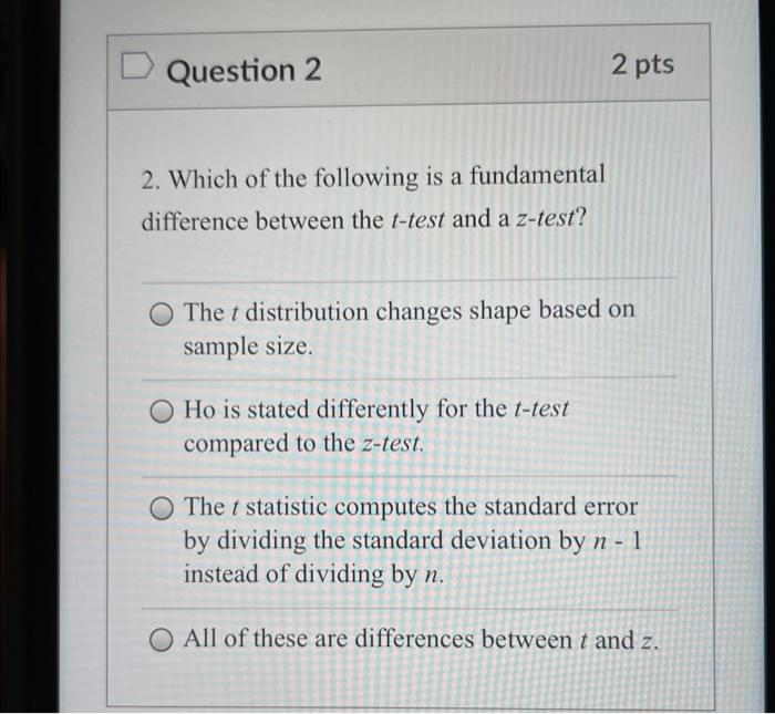Solved Question 1 2 pts 1. With α=.05 and df=8, the critical | Chegg.com