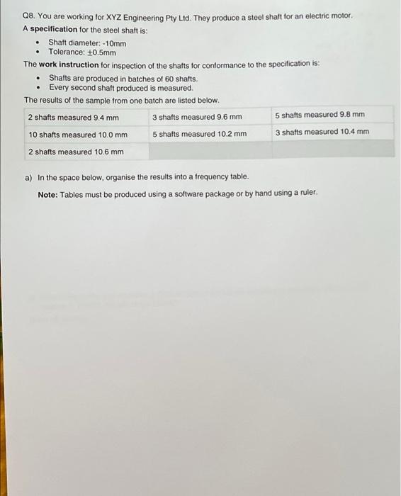 Solved 08. You are working for XYZ Engineering Pty Ltd. They | Chegg.com