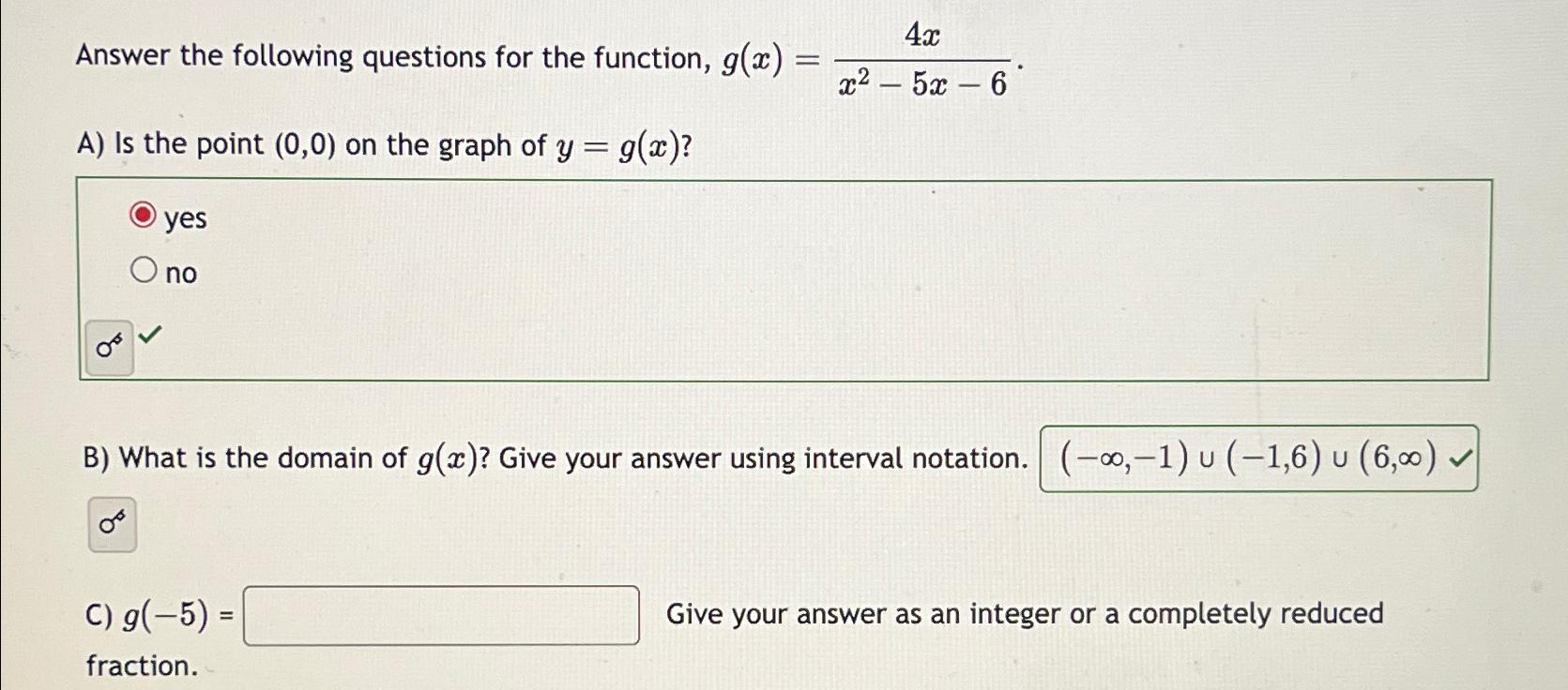 Solved Answer the following questions for the function, | Chegg.com