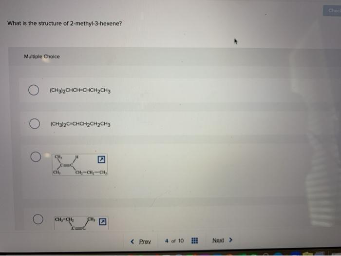 Solved Ched What is the structure of 2-methyl-3-hexene? | Chegg.com