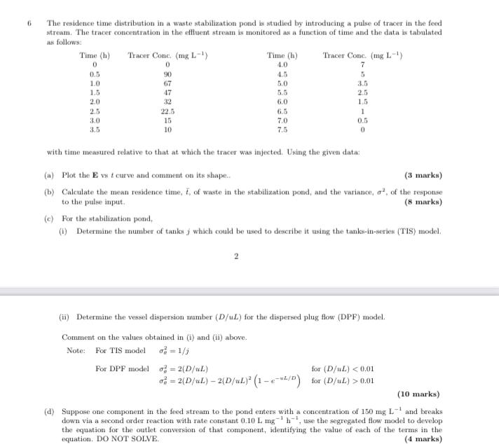 Solved Answer quickly for thumbs up6 ﻿The residence time | Chegg.com