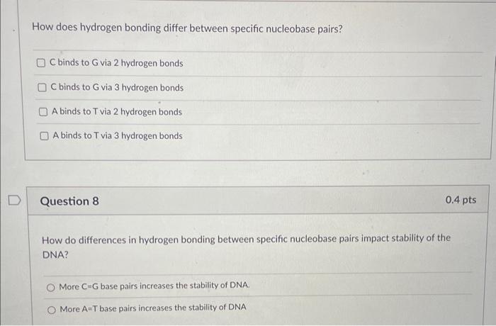Solved How does hydrogen bonding differ between specific | Chegg.com