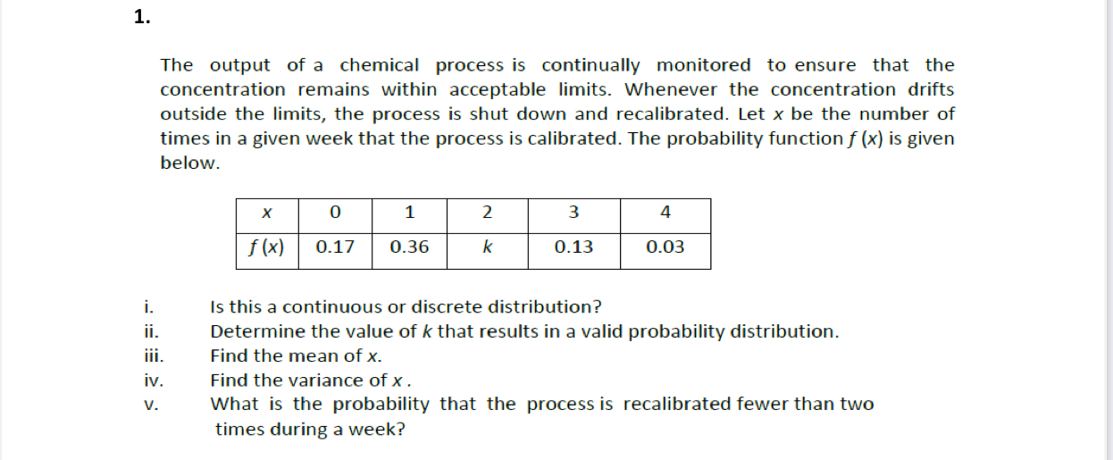 Solved The output of a chemical process is continually | Chegg.com