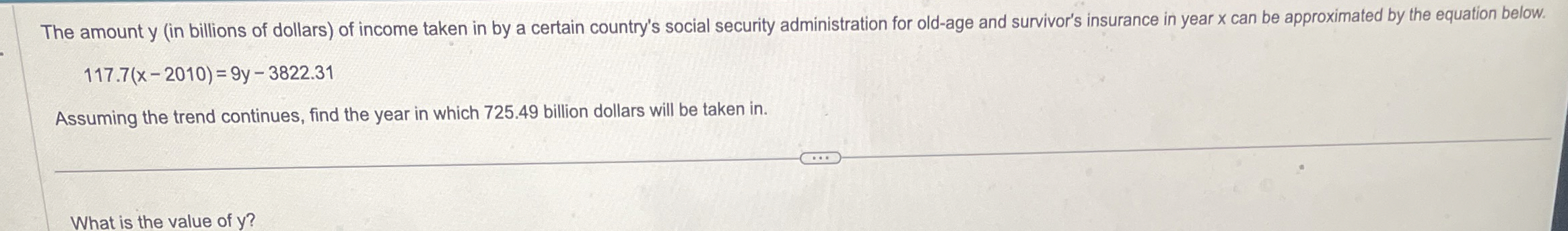 Solved The amount y (in billions of dollars) ﻿of income | Chegg.com
