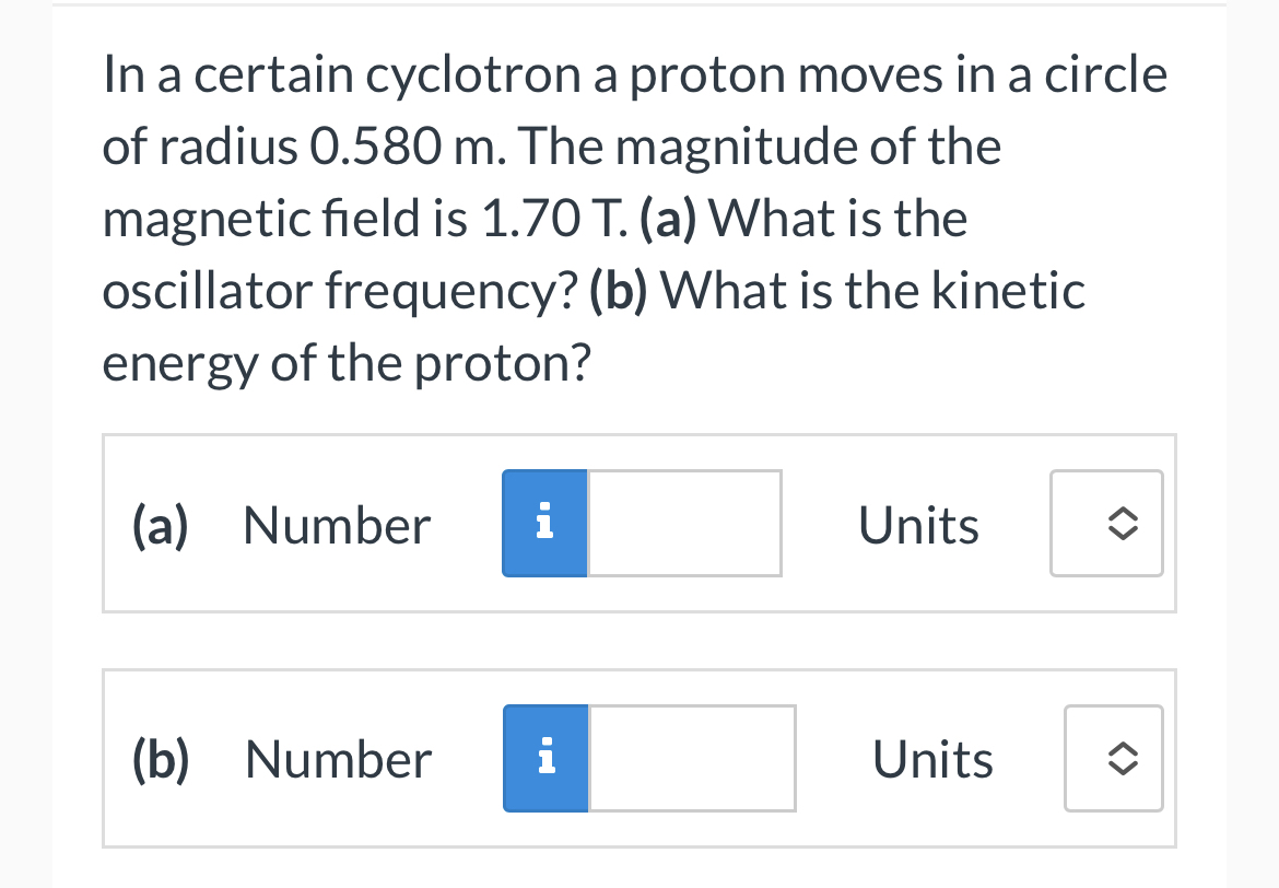 Solved In a certain cyclotron a proton moves in a circle of | Chegg.com