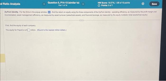 Solved DuPont identity. For the frms in the popup whdow. | Chegg.com