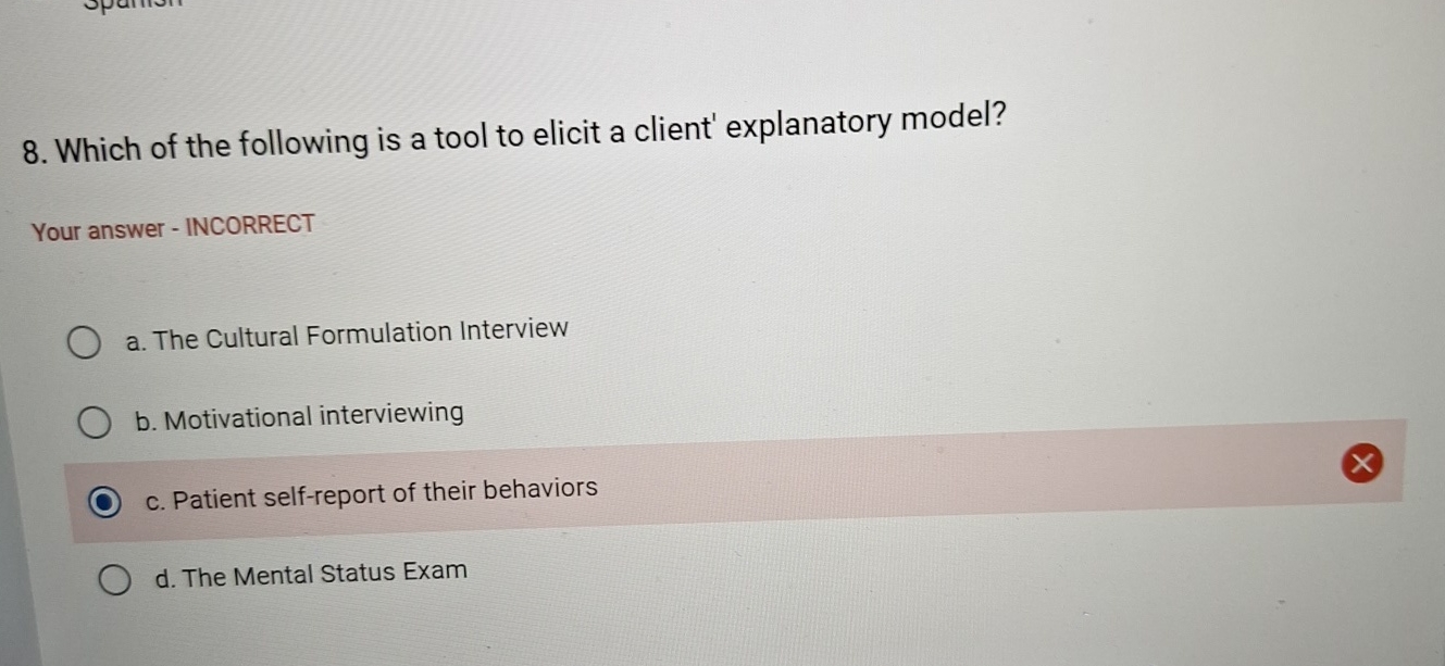 Solved Which of the following is a tool to elicit a client' | Chegg.com