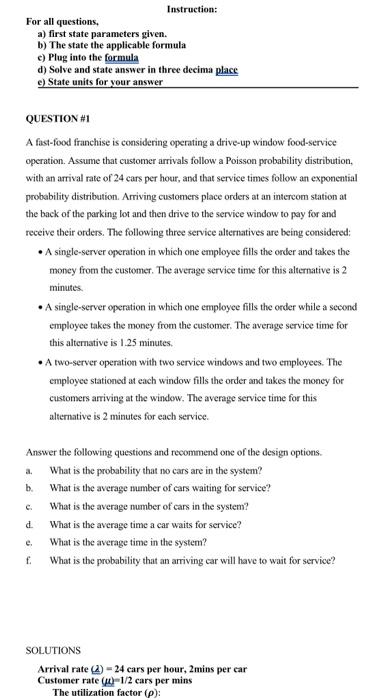 Solved Instruction: For all questions, a) first state | Chegg.com