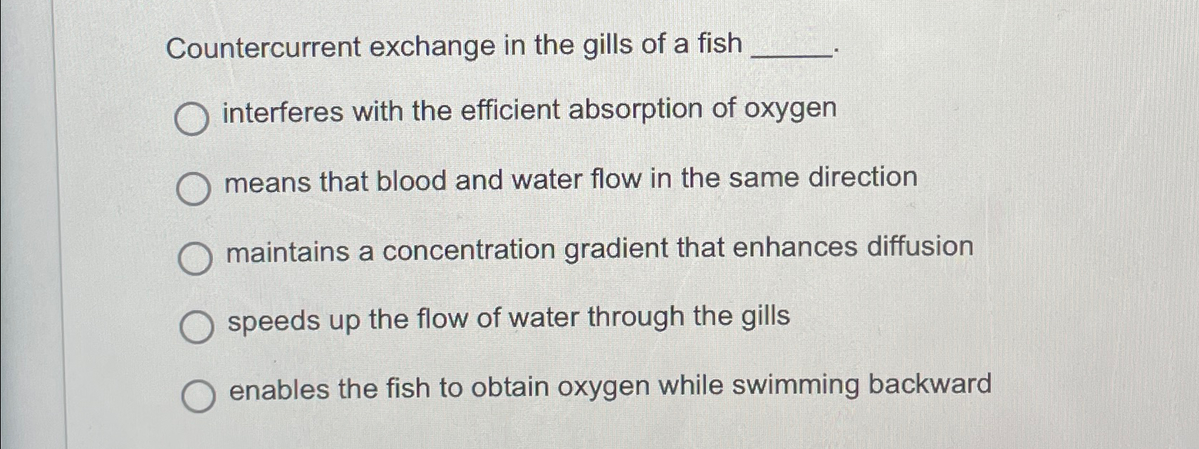 Solved Countercurrent exchange in the gills of a | Chegg.com