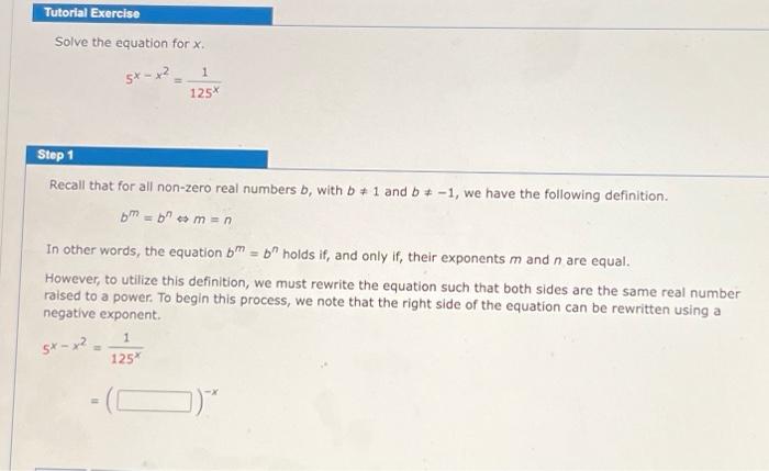 Solved Tutorial Exercise Solve the equation for x. 5X-12 | Chegg.com
