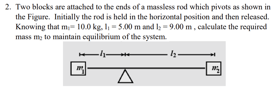 Solved Two blocks are attached to the ends of a massless rod | Chegg.com
