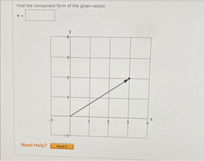 Solved Find the component form of the given vector V y 3 2 X | Chegg.com