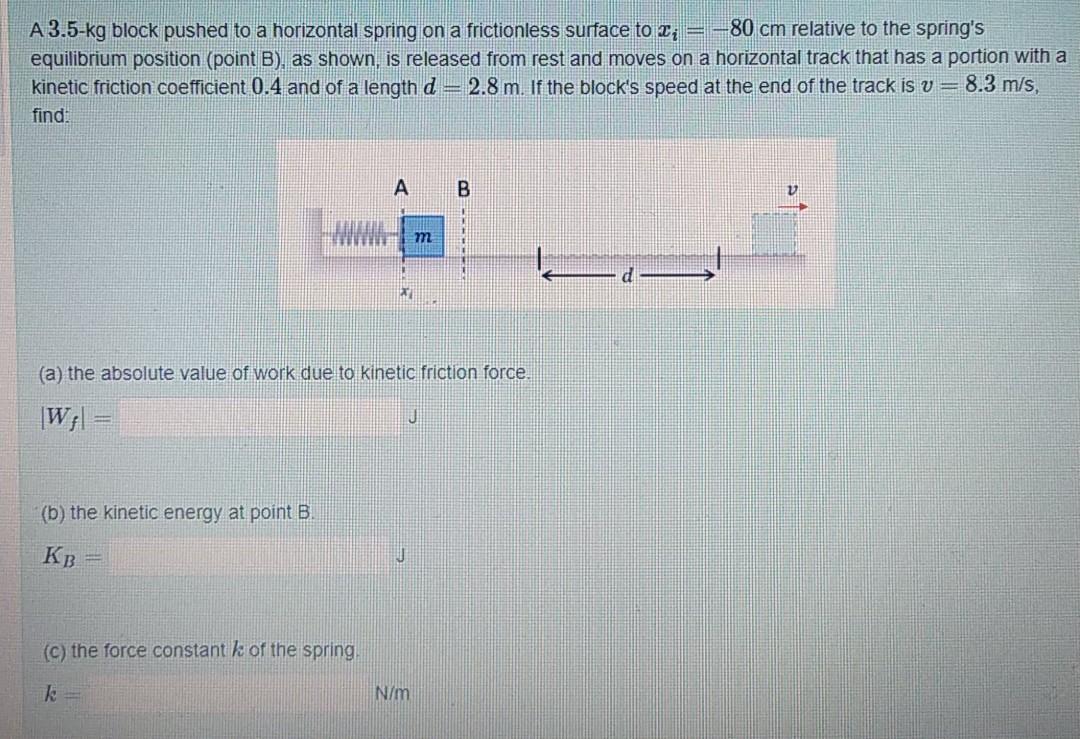 Solved A 3.5-kg block pushed to a horizontal spring on a | Chegg.com