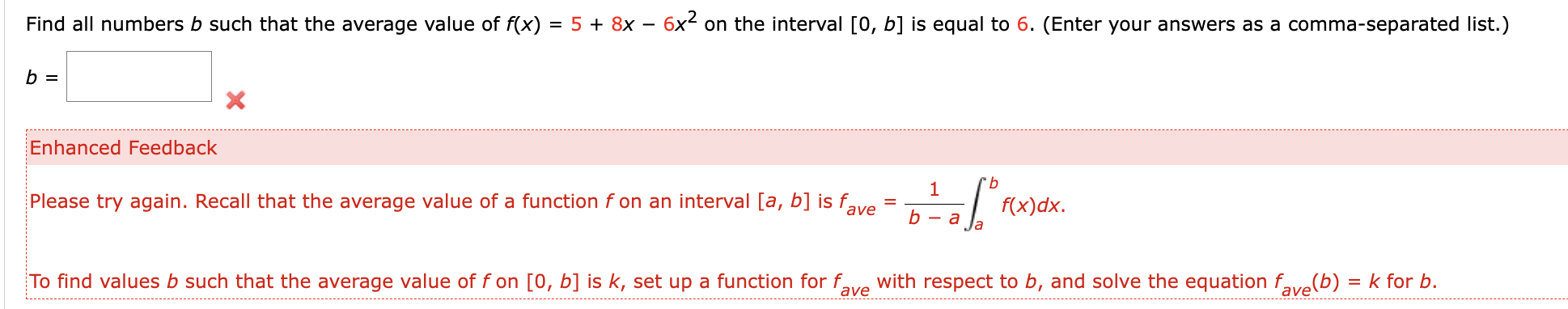 Solved Find all numbers b ﻿such that the average value of | Chegg.com