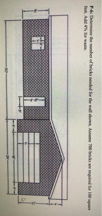 Solved P-6: Determine the number of bricks needed for the | Chegg.com