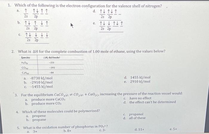 Solved 1. Which of the following is the electron | Chegg.com