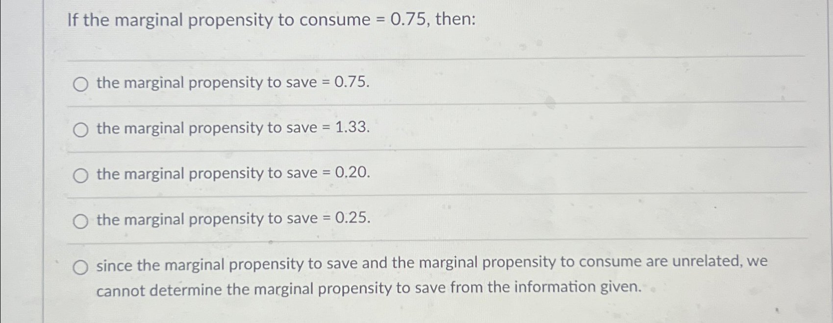 Solved If the marginal propensity to consume =0.75, | Chegg.com