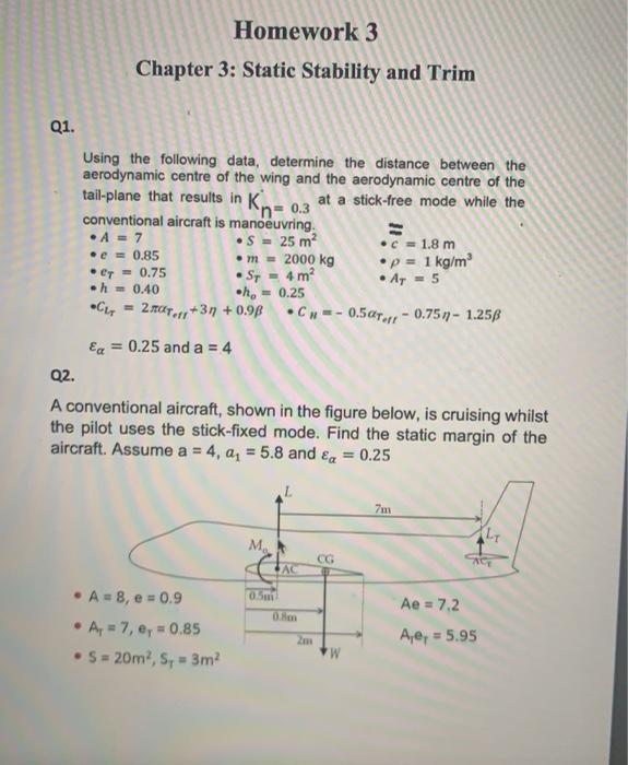 Solved Homework 3 Chapter 3: Static Stability and Trim Q1. | Chegg.com