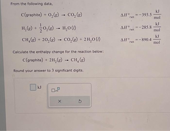 Solved From the following data, C(graphite) + O₂(g) → CO₂ | Chegg.com