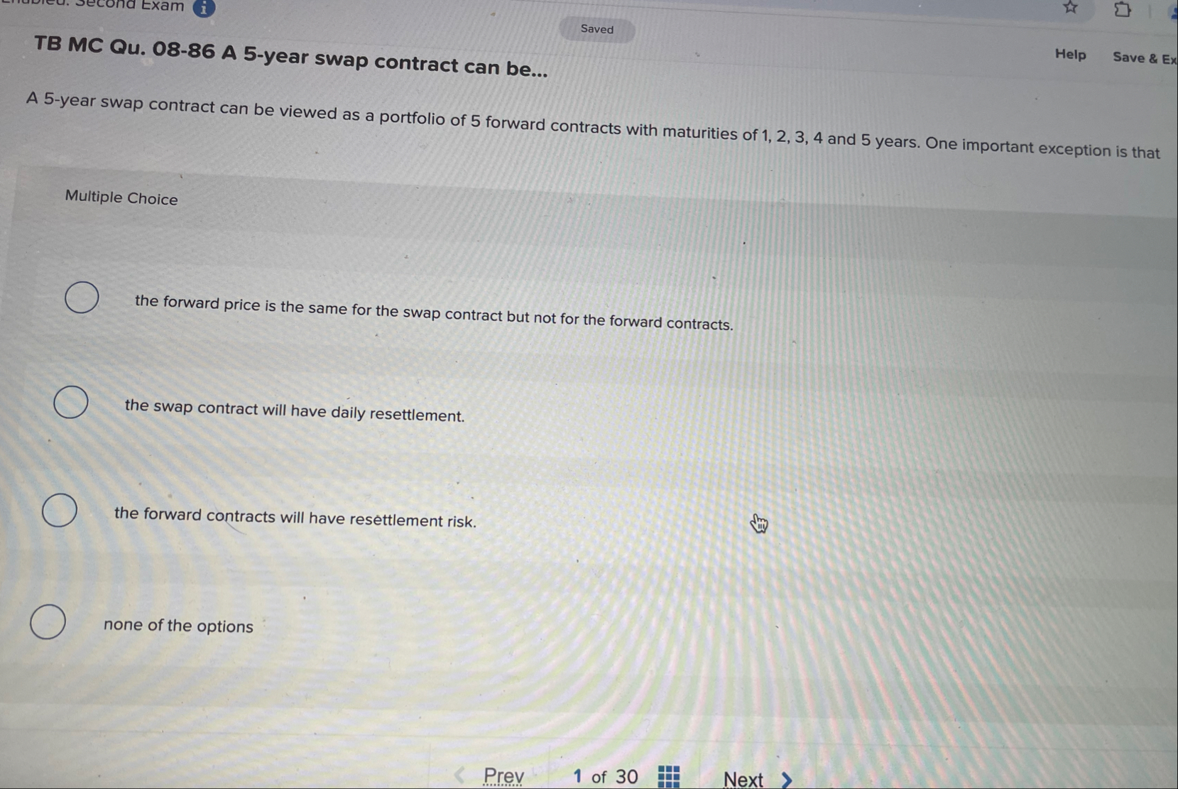Solved TB MC Qu. 08-86 ﻿A 5-year swap contract can be...A | Chegg.com