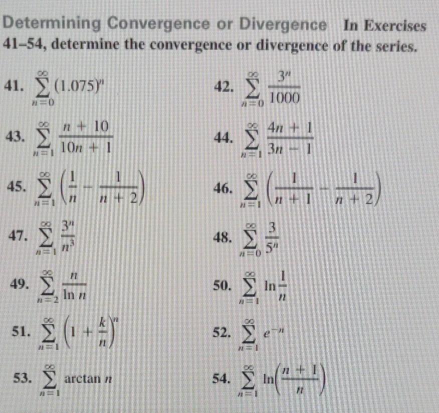 Solved Determining Convergence or Divergence In Exercises | Chegg.com